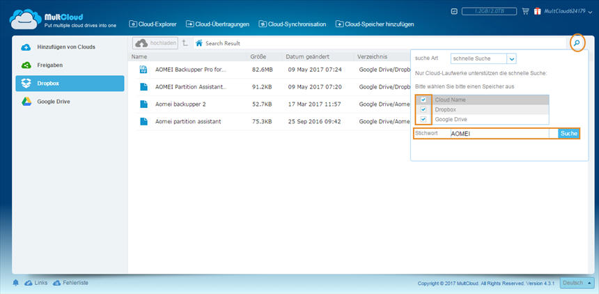 Cloud-Explorer für mehrere Cloud-Dienste